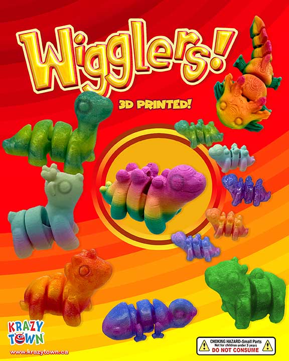 WIGGLERS 3D ( 3D PRINTED ANIMALS) - 2" 250CT – Krazytown Sales